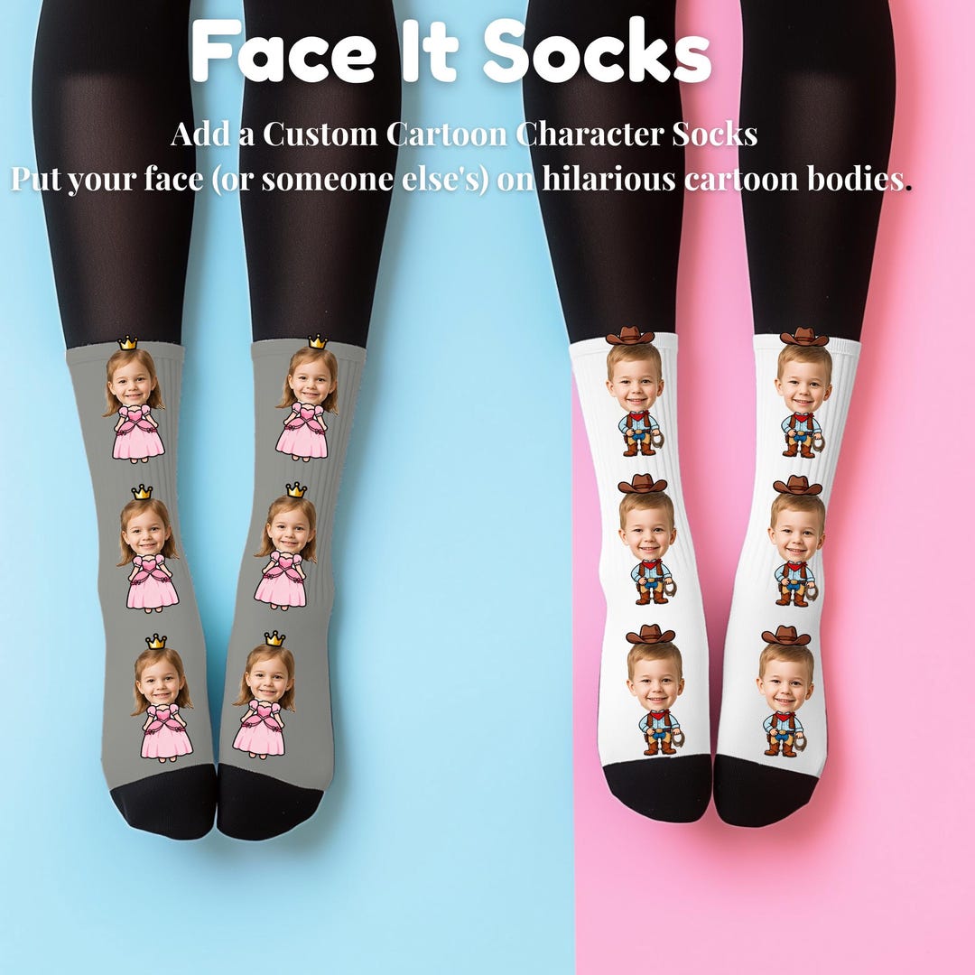 Create Your Own Face Socks Custom Cartoon Character Socks Personalized ...