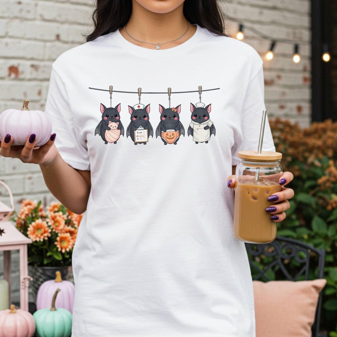 Cute Bat Family Halloween T-shirt, Funny Spooky Graphic Tee, Animal ...
