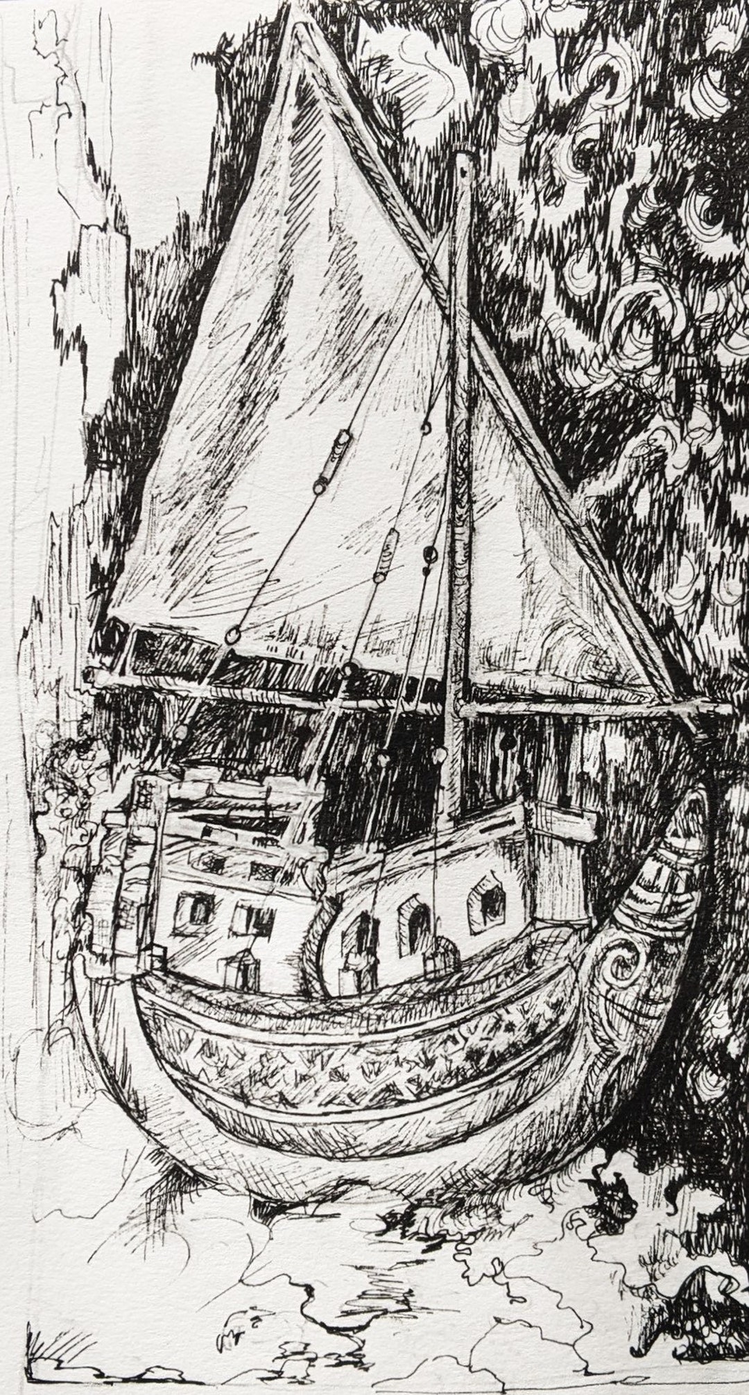 Ship Pen and Ink Illustration Original Artwork - Etsy