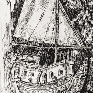 Ship Pen and Ink Illustration Original Artwork - Etsy