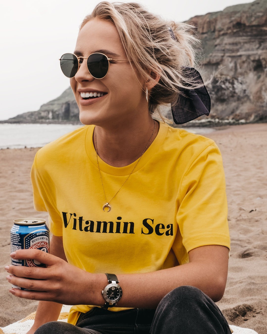 Womens 'vitamin Sea' Slogan T-shirt in Yellow or White - Etsy