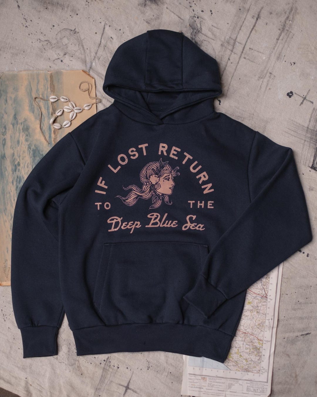 Navy Blue 'deep Blue Sea' Mermaid Heavyweight Hoodie by Art Disco - Etsy