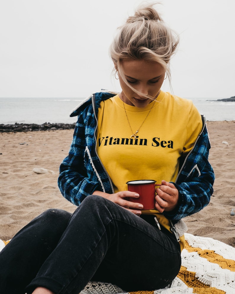 Womens 'vitamin Sea' Slogan T-shirt in Yellow or White - Etsy