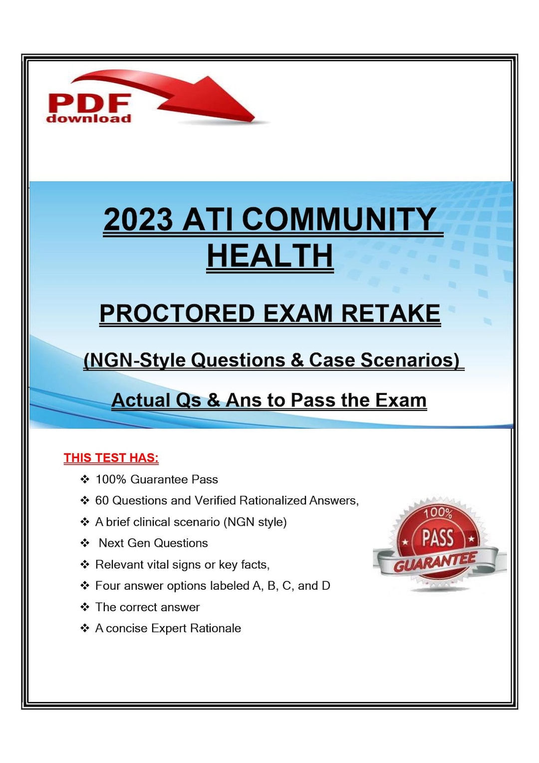 2023 ATI Community Health Retake Exam Prep | NGN Questions, Case ...