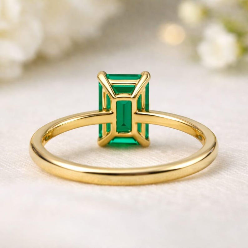 Emerald Baguette Ring, Stacking Ring, Gemstone Ring, Emerald Jewelry ...