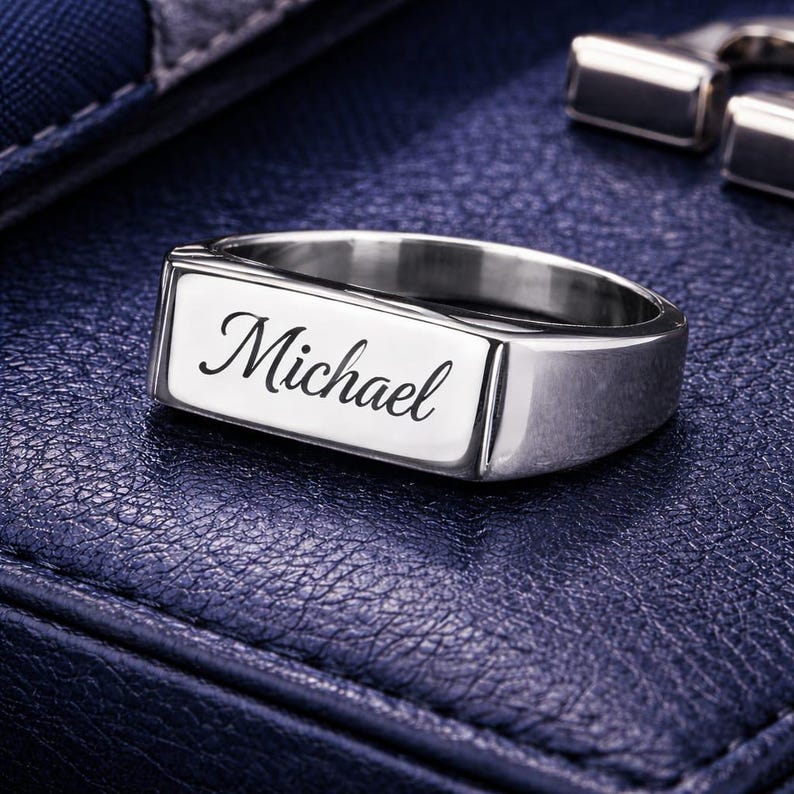 Personalized Signet Ring Women and Men, Gold or 925 Silver Ring ...