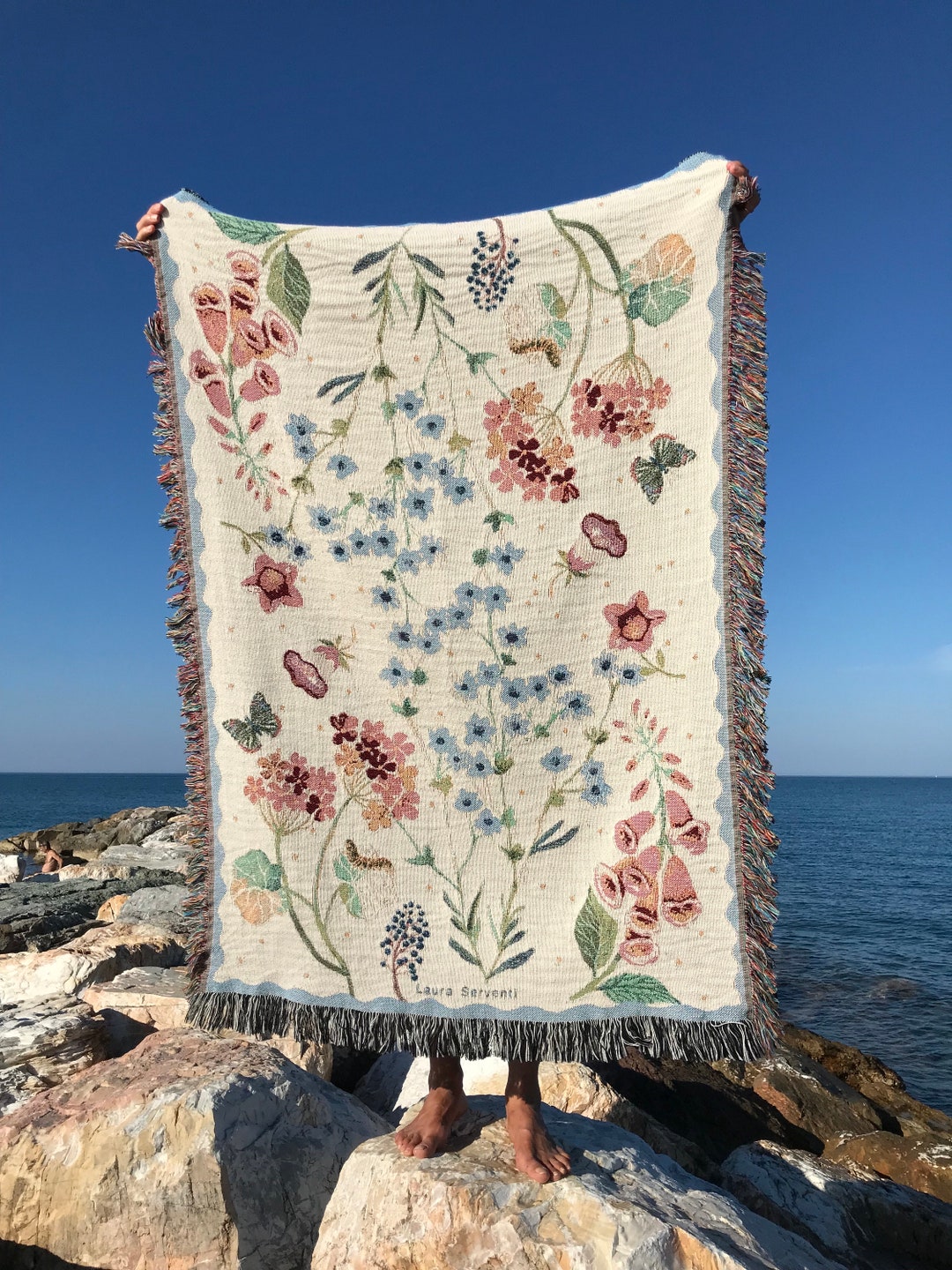 Woven Cotton Blanket - "spring Garden" - Order on Demand - Etsy