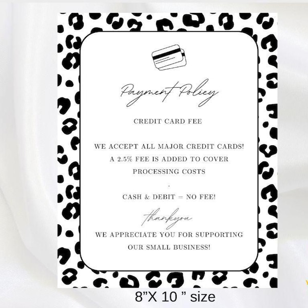 Credit Card Surcharge Fee Sign - Etsy