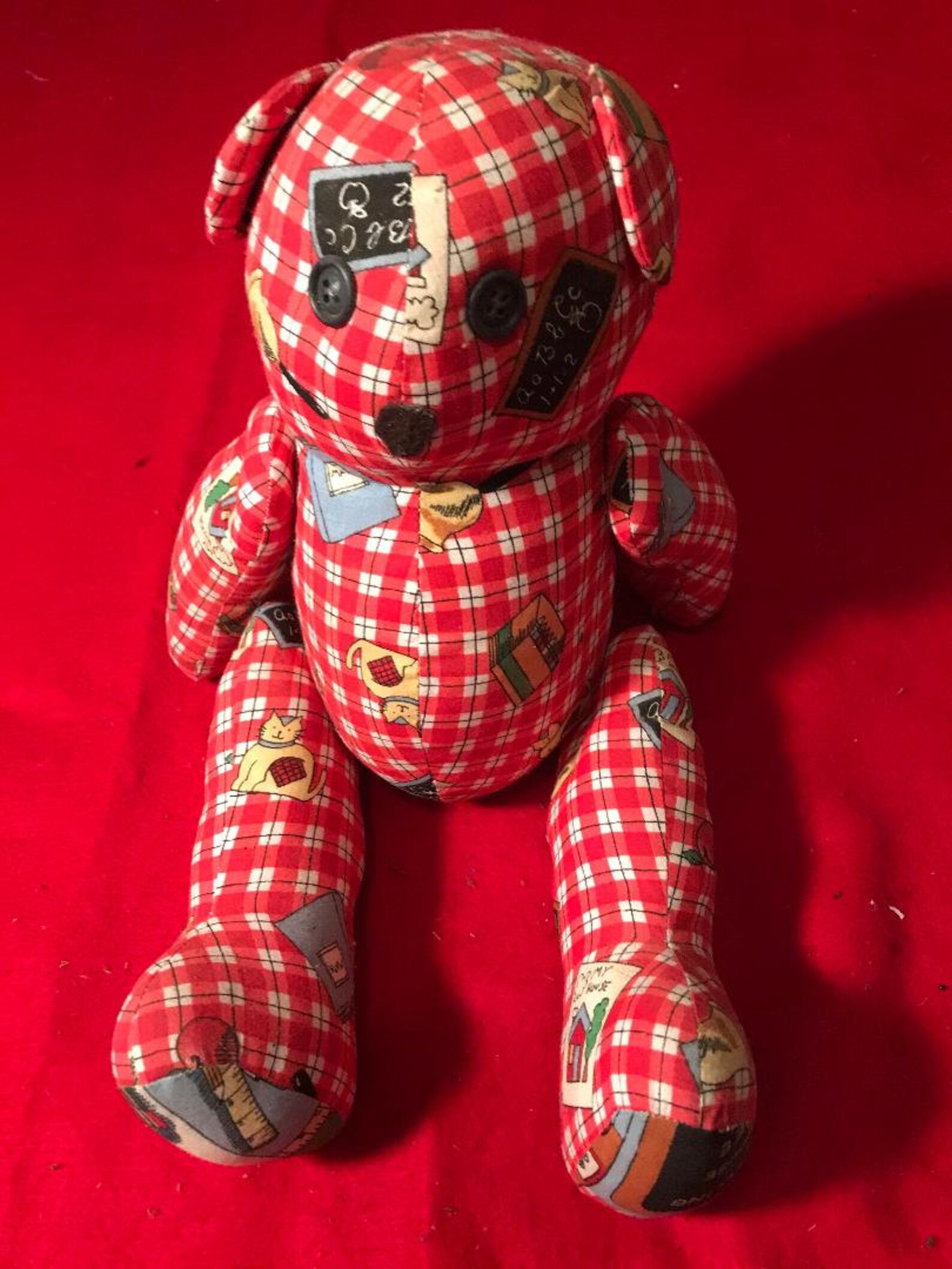 Teddy Bear Handmade/ School House Fabric Teddy Bear - Etsy
