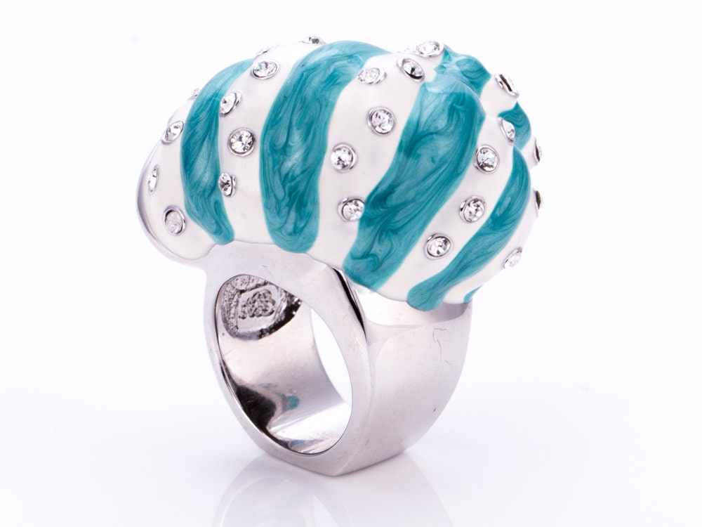 Estate Princess Amanda Borghese Enamel and Rhinestone Seashell ...