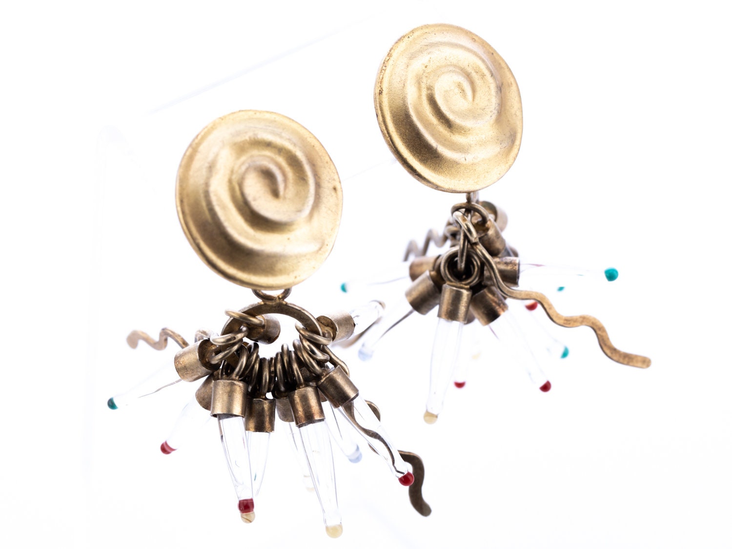 RARE Vintage Early Meryl Waitz Studio Artisan Brass and Glass Statement ...