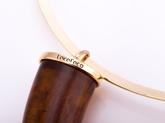 Vintage Loco Foco Amber Lucite Horn Collar Choker Nec… - Gem