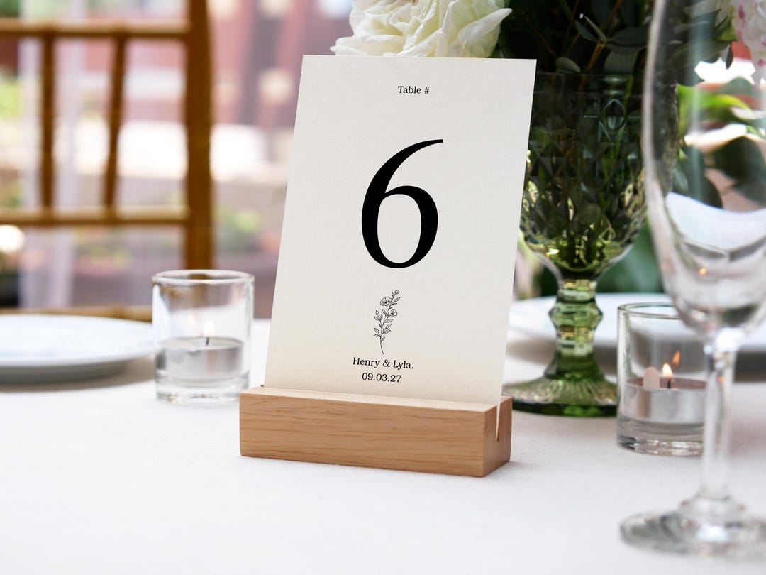 Modern Minimal Wedding Table Number Card Template, Elegant Black White ...