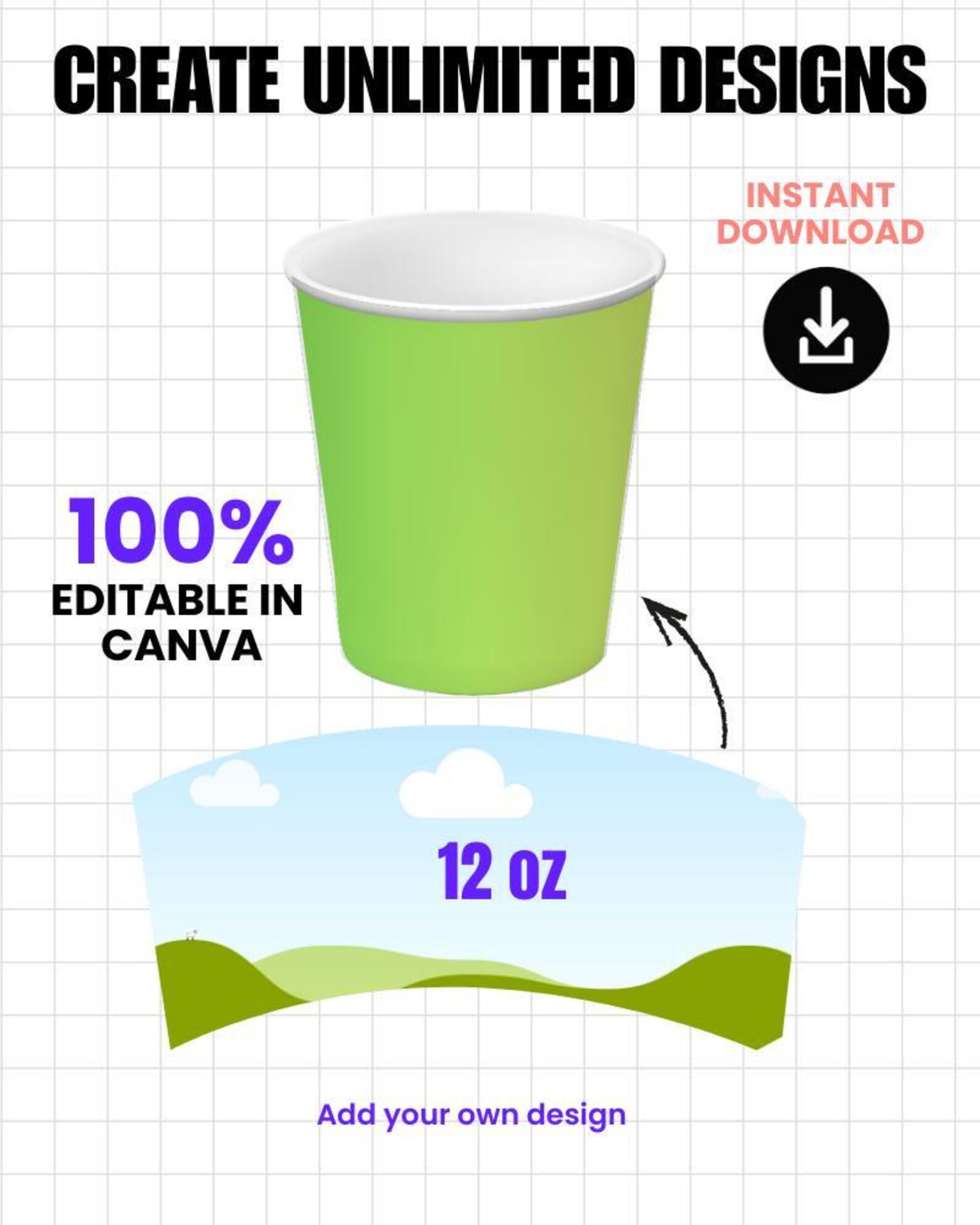 Paper Cup Wrap Template, Cup Sleeve SVG, Coffee Cup Wrap, Paper Cup ...