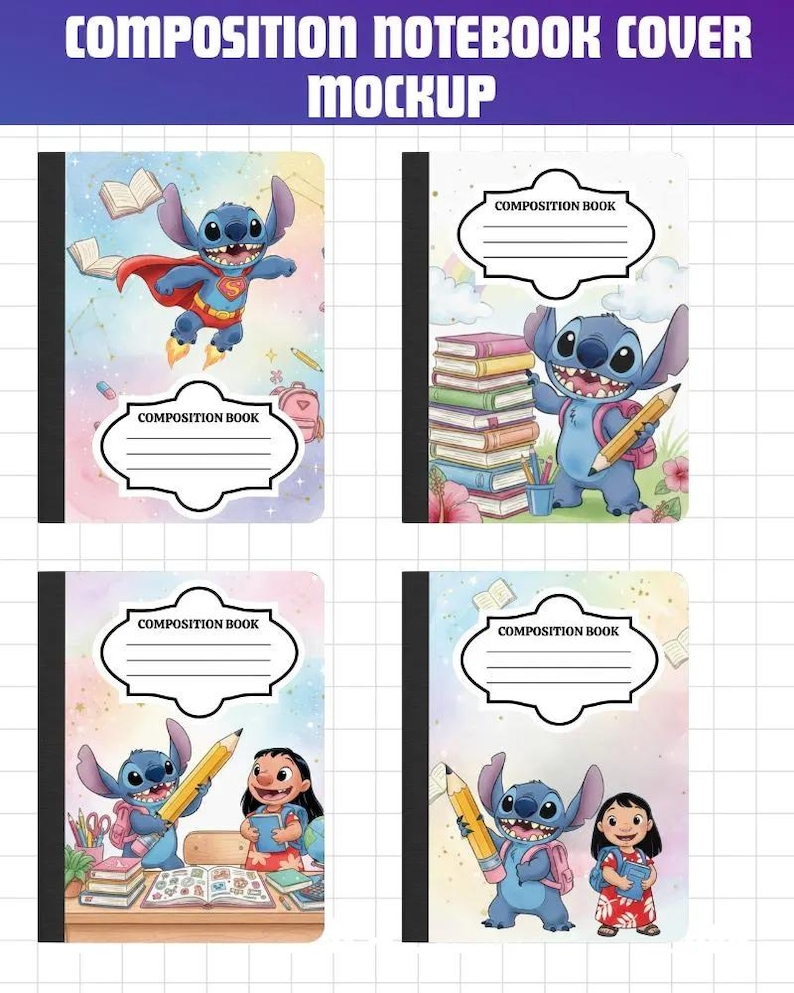 Stitch & Lilo Notebook Cover, Stitch Notebook Cover, Lilo Composition ...