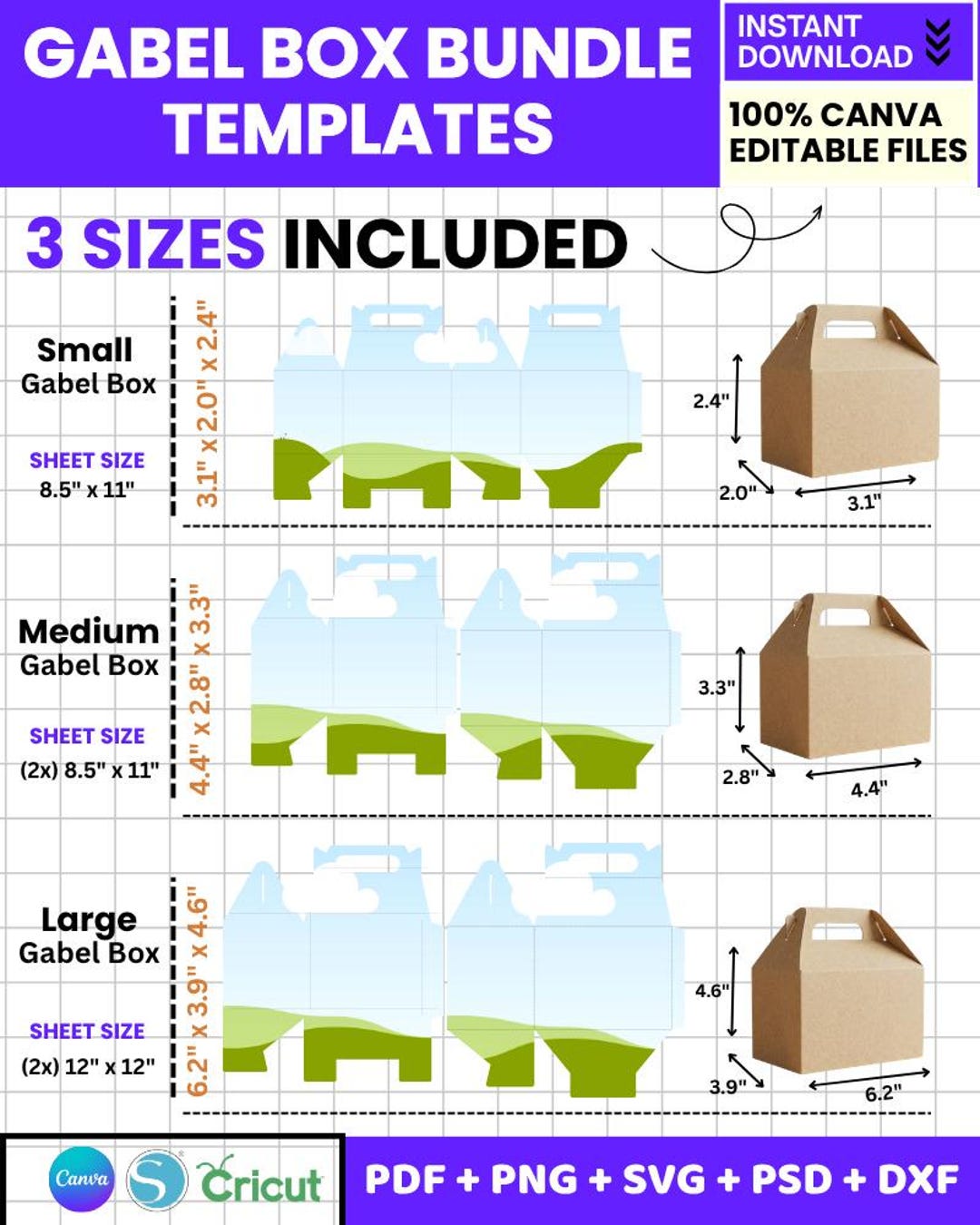 Gable Box Template Bundle, Gable Box SVG, Party Favor Box Template ...