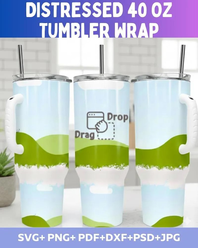 40oz Tumbler Wrap Template Canva Editable, Distressed Grunge Tumbler ...