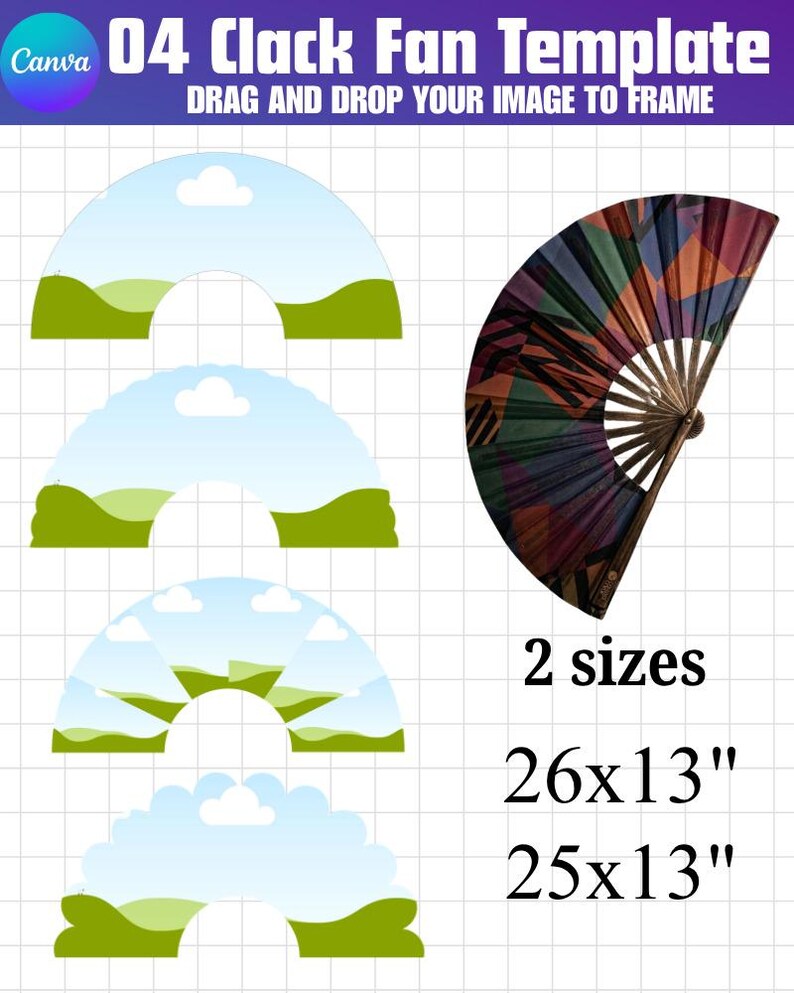 Clack Fan Template Canva Editable, Folding Hand Fan Template, Custom ...
