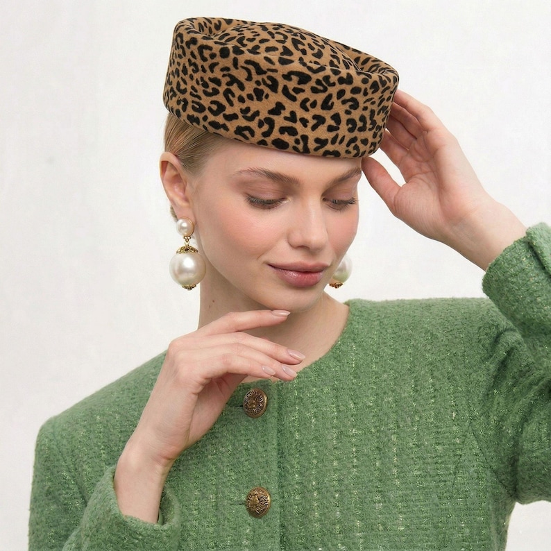 Chic Leopard Print Pillbox Hat - Etsy