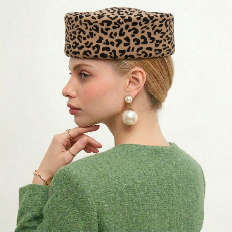 Chic Leopard Print Pillbox Hat - Etsy