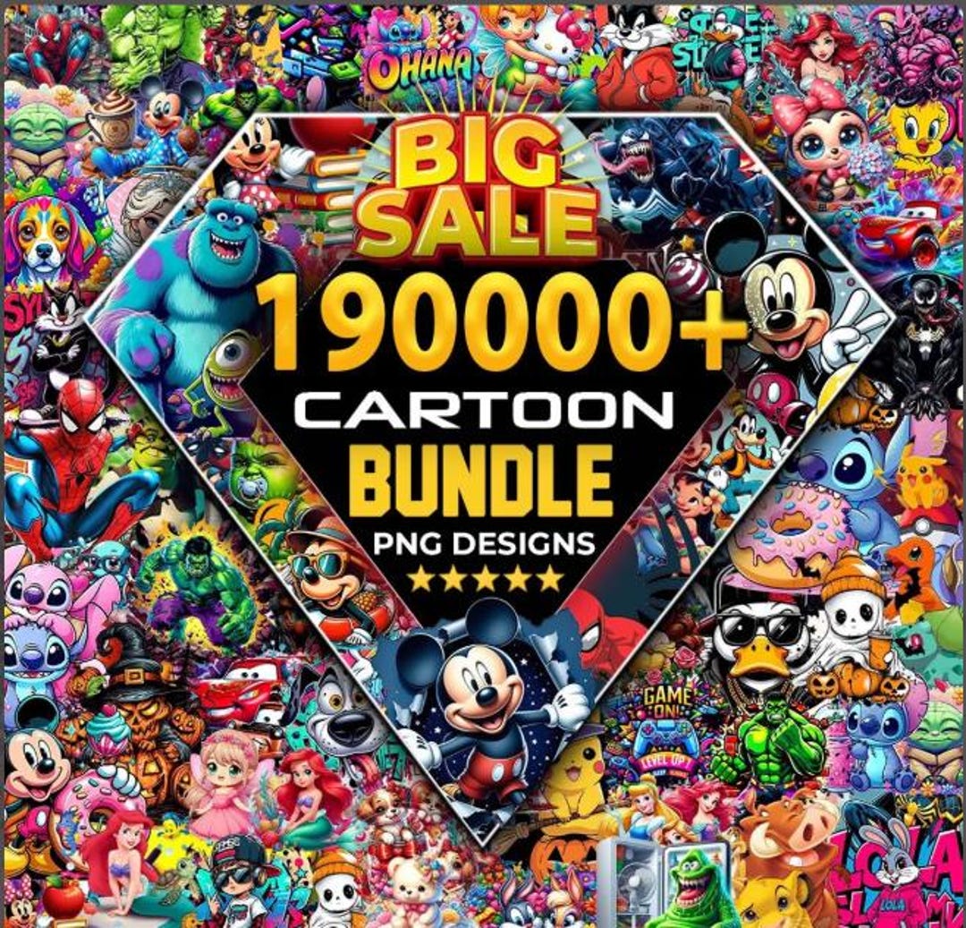 Mega Cartoon Bundle Clipart Set – Cute Cartoon Graphics Pack, Digital ...