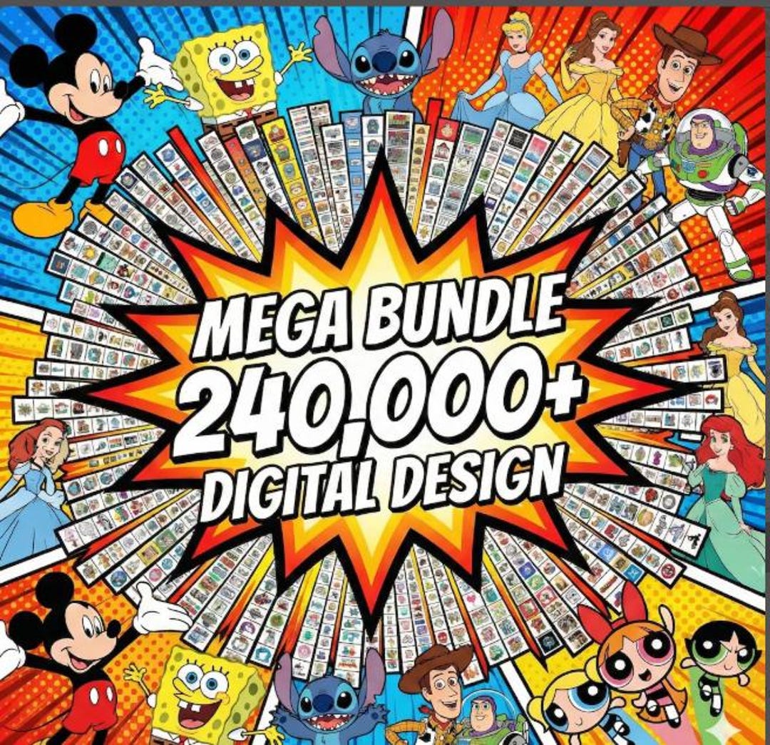 Mega Cartoon Bundle Clipart Set – Cute Cartoon Graphics Pack, Digital ...