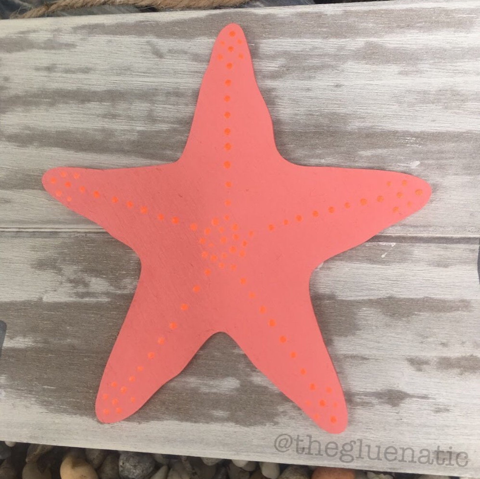 Beach House Decor Starfish Sign Decor Rustic Distressed Driftwood Jute ...