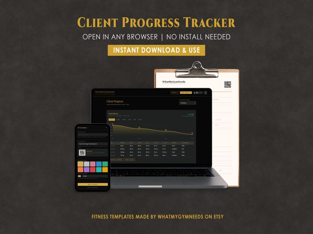 Client Progress Tracker App Personal Trainer Interactive HTML Tool Body ...