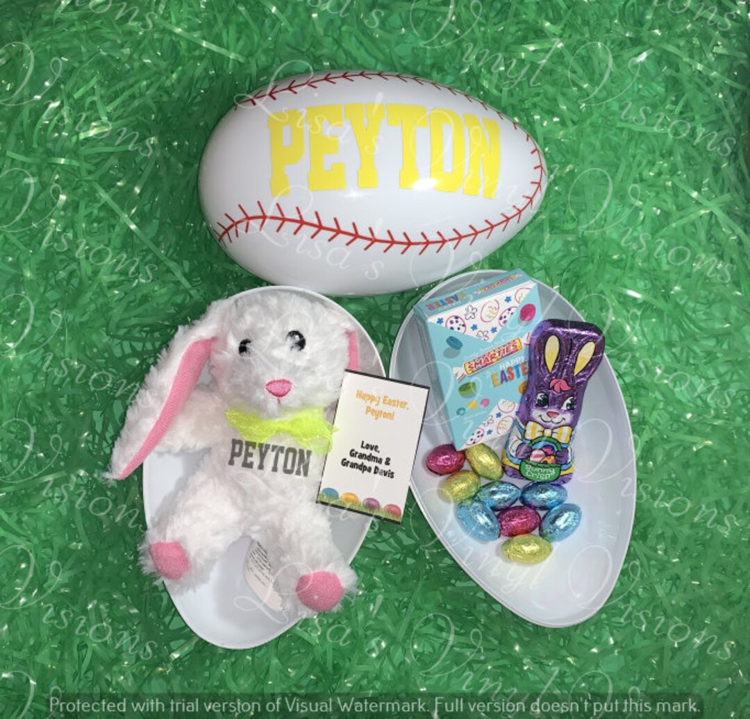 PERSONALIZED CUSTOM SOFTBALL Easter Basket Egg Easter Bunny Plush ...