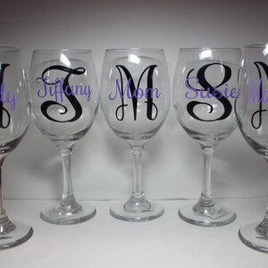 PERSONALIZED MONOGRAM 20oz Wine Glass INITIAL Name Script Cursive ...