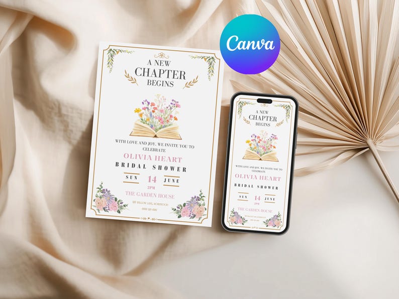 A New Chapter Begins, Invitation Template, Book Bridal Shower Invite ...