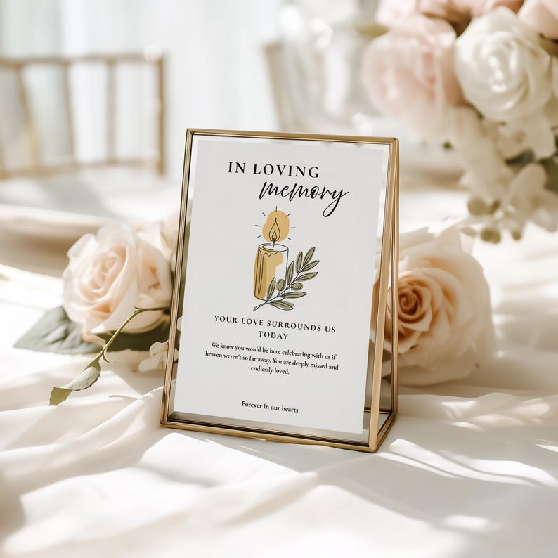 In Loving Memory Wedding Sign Template, Memorial Table Sign, Editable ...