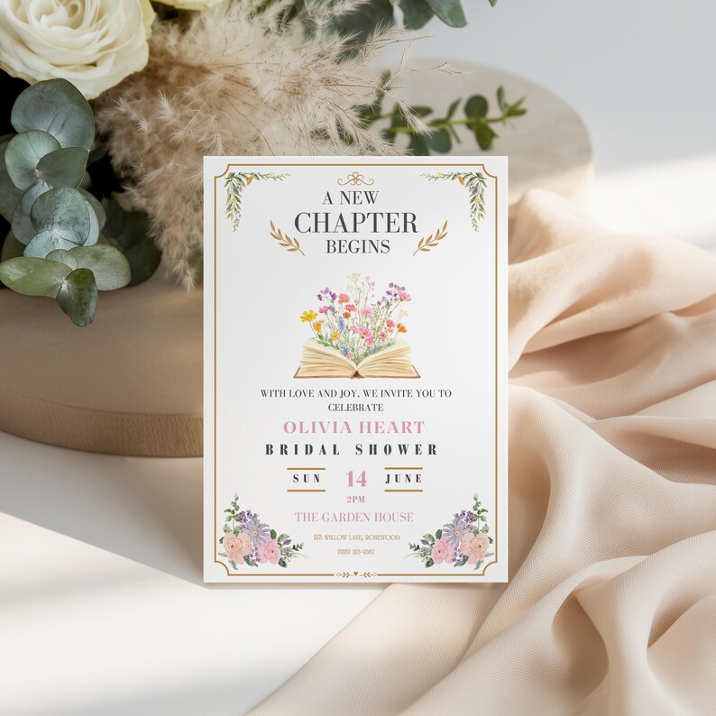 A New Chapter Begins, Invitation Template, Book Bridal Shower Invite ...