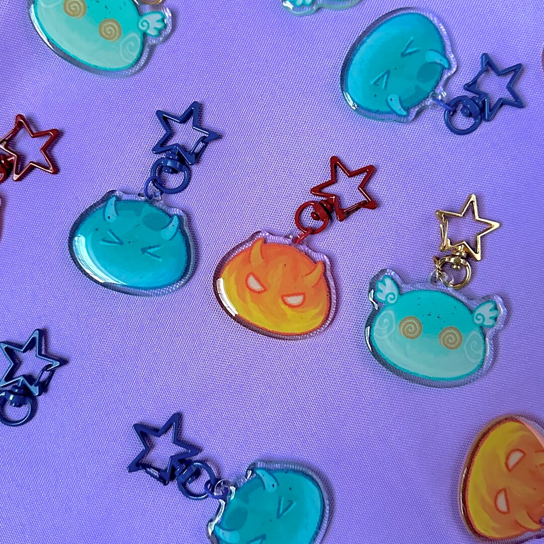 Genshin Slime Keychains - Anemo, Pyro, Hydro - Etsy
