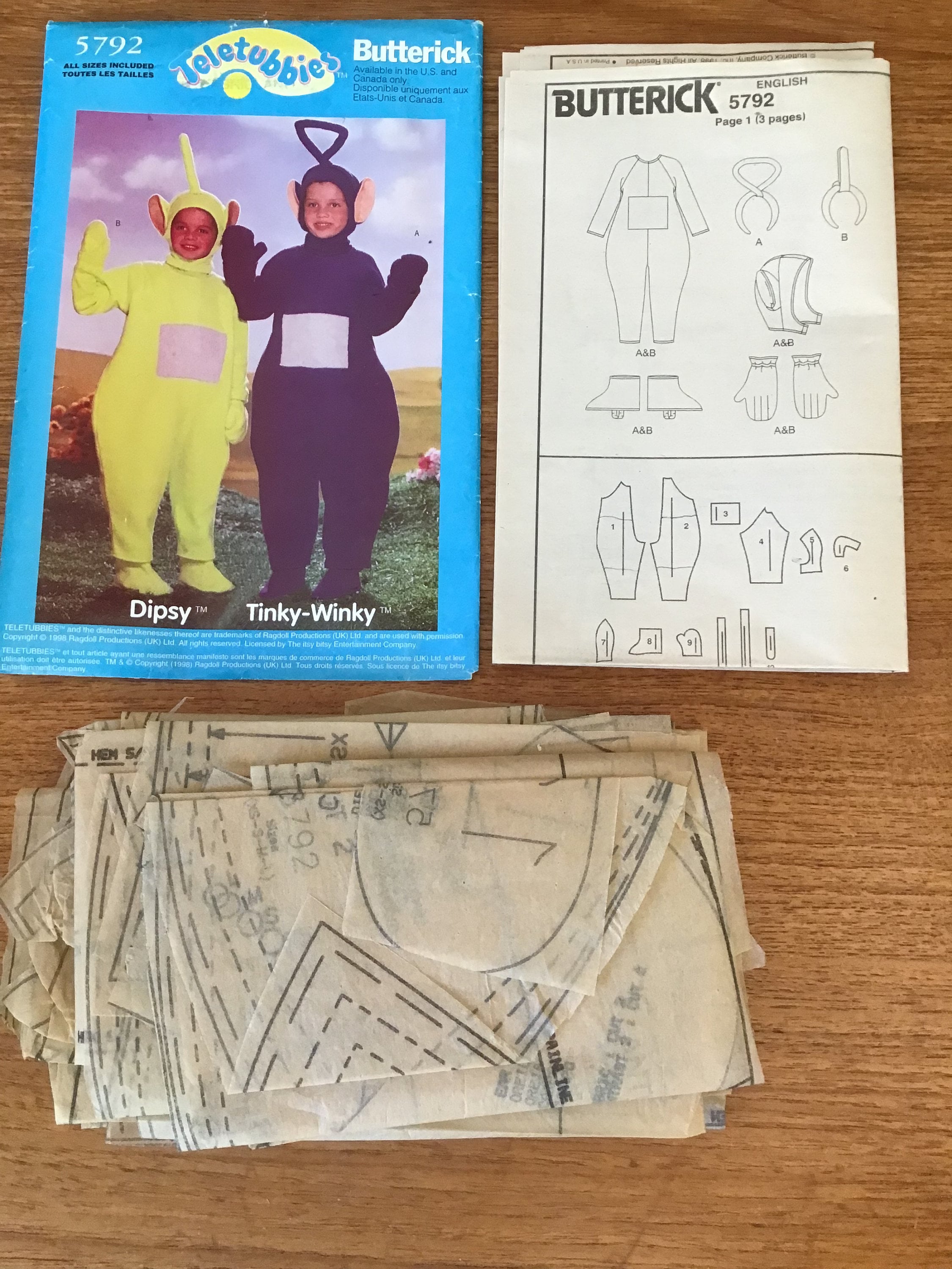 Teletubbies Costume Pattern Dipsy Tinky Winky Children Butterick 5792 ...