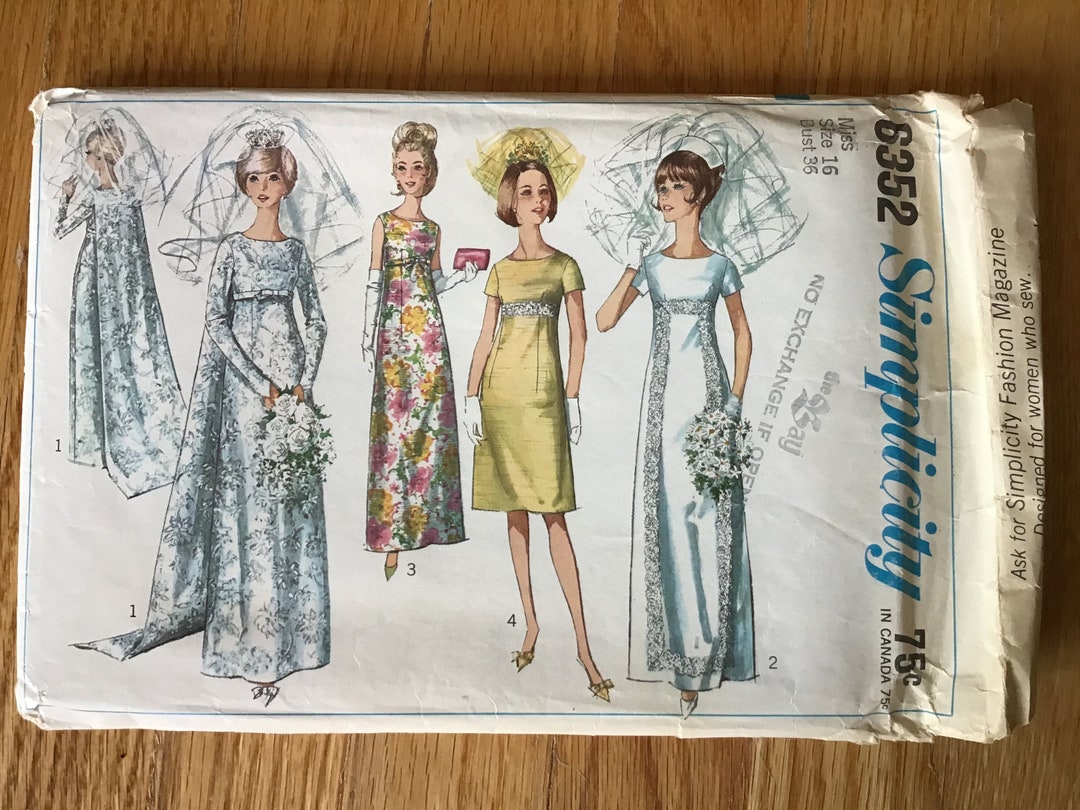 Misses Wedding or Bridesmaid Dress Pattern Simplicity 6352 Bust 36 or ...