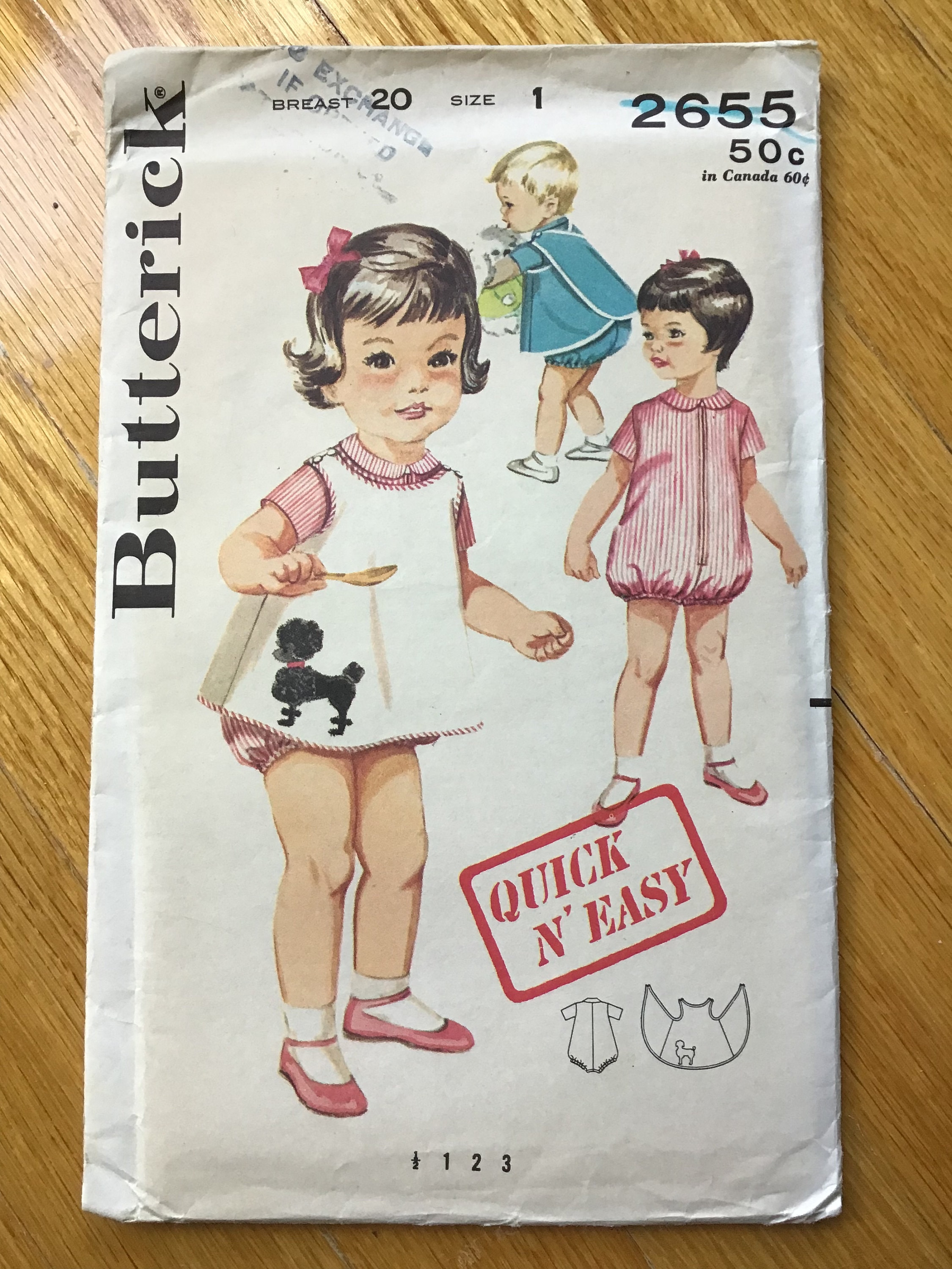 Toddlers Rompers and Smock Pattern Butterick 2655 Breast 20 - Etsy
