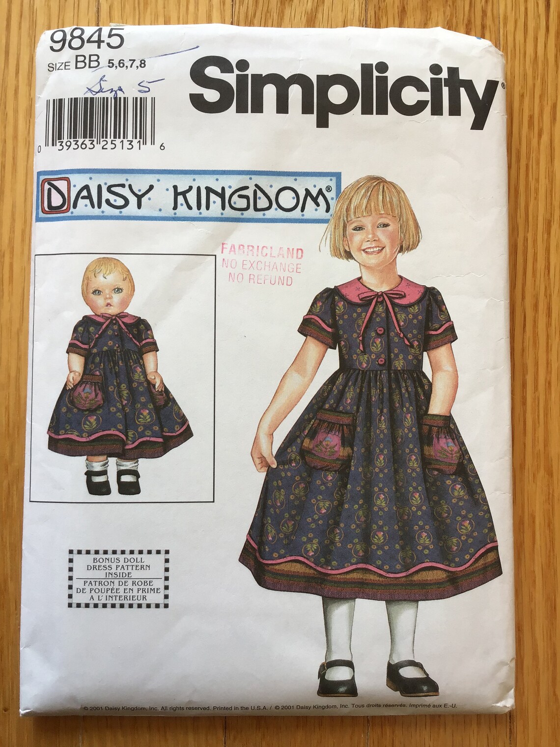 Daisy Kingdom Childs Dress and Doll Dress Pattern Simplicity 9845 Size ...