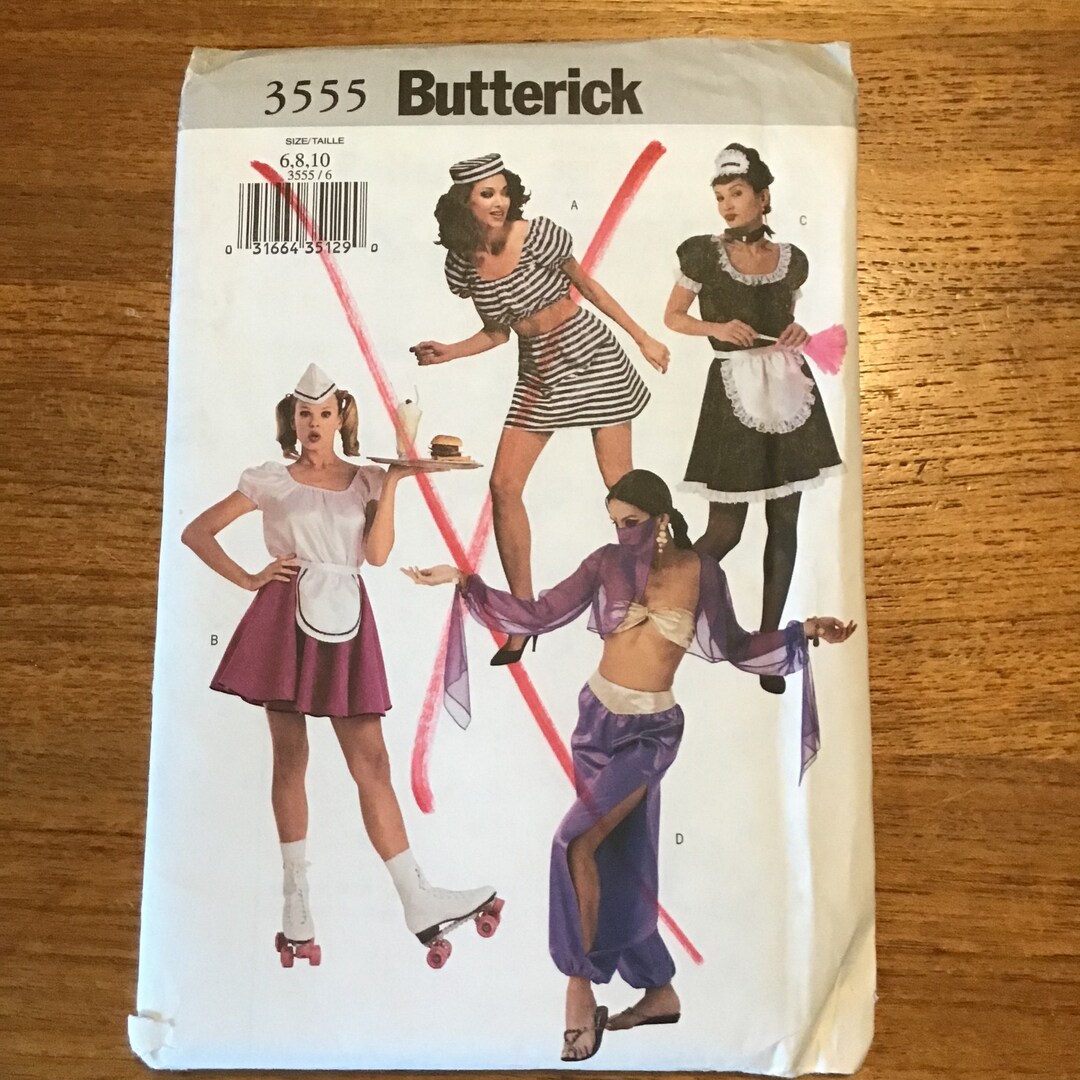 Sexy Costume Patterns Misses 6 - 10 Butterick 3555 UNCUT Carhop French ...