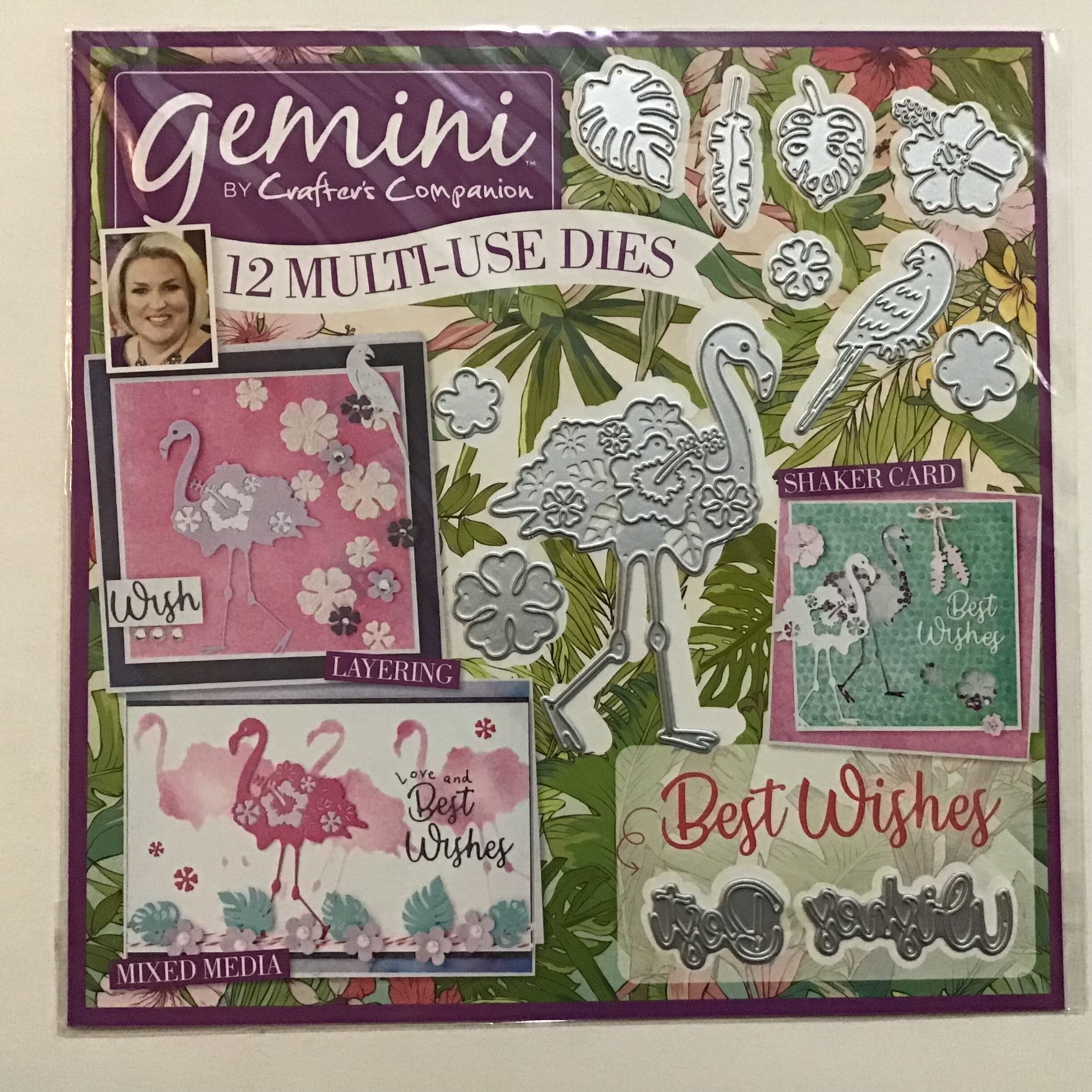 Gemini by Crafters Companion 12 Multi Use Dies Flamingo Parrot Leaves ...
