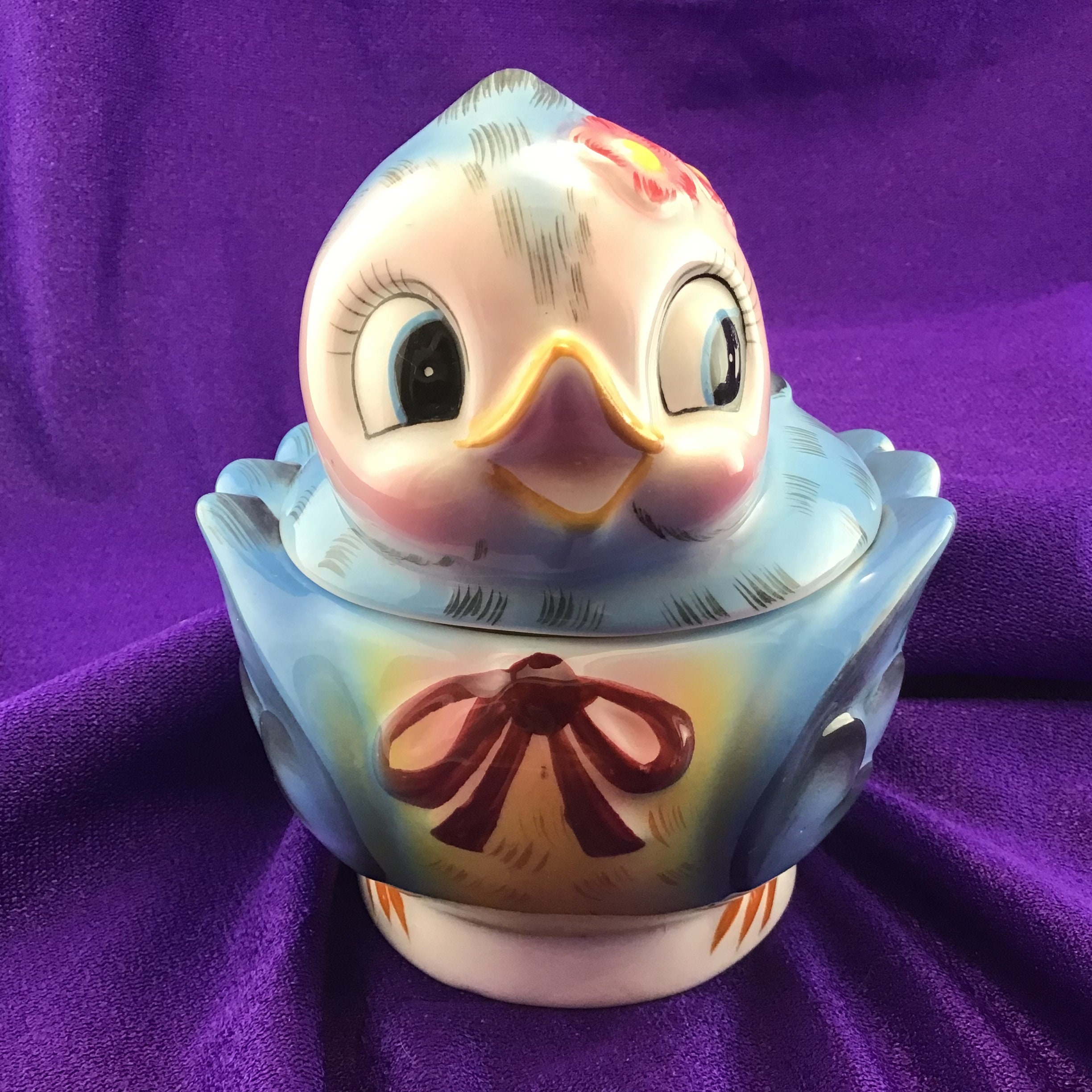 Lefton Bluebird Sugar Bowl or Jam Pot ESD Japan Anthropomorphic - Etsy