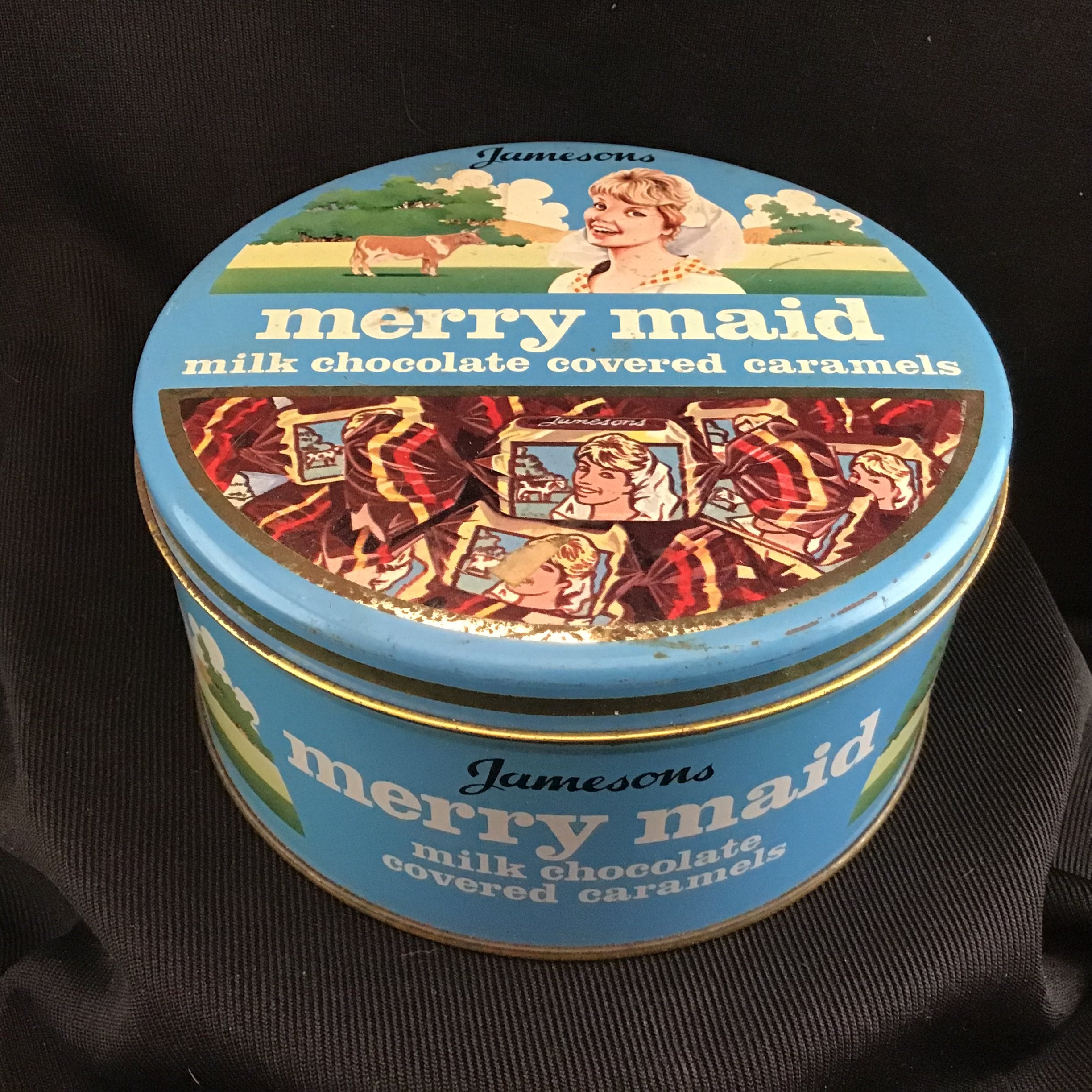Jamesons Merry Maid Tin Milk Chocolate Covered Caramels Tin Vintage ...