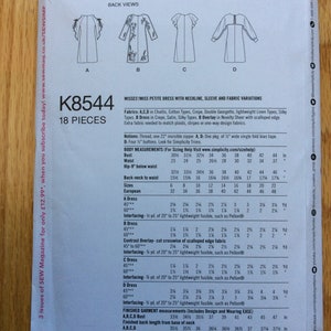 Misses Dress Pattern Sleeve Variations Simplicity 8544 UNCUT Size 14 16 ...