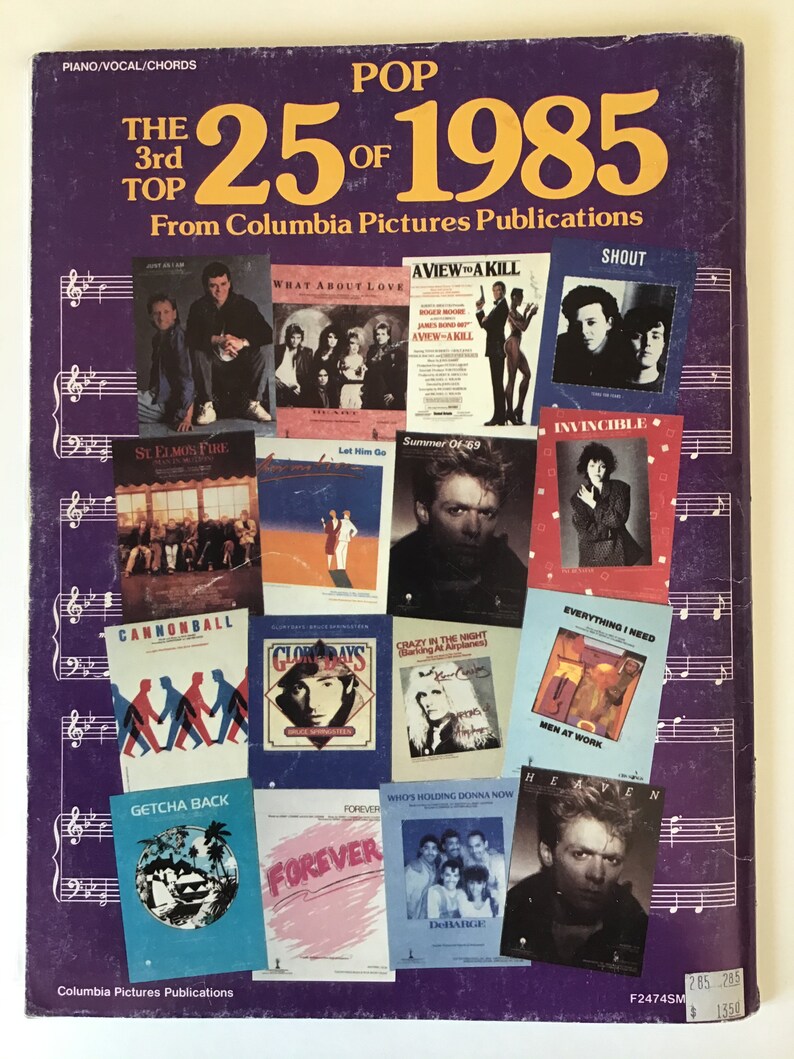 Pop 3rd Top 25 of 1985 Sheet Music Songbook Piano Vocal Chords - Etsy