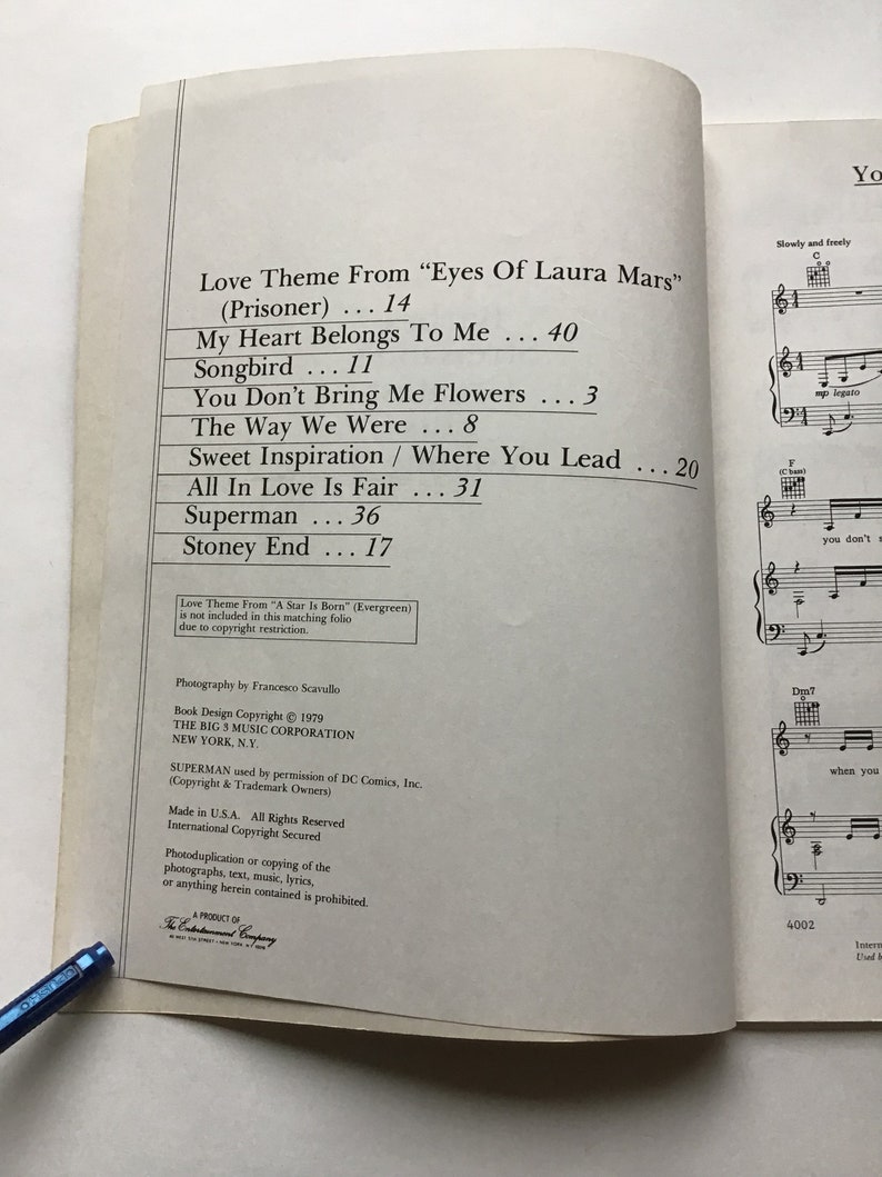 Barbra Streisands Greatest Hits Volume 2 Song Book Songbook - Etsy