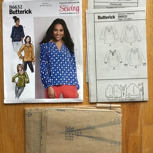 Misses Raglan Sleeve Tops Pattern Butterick 6632 UNCUT Size 6 - 22 - Etsy