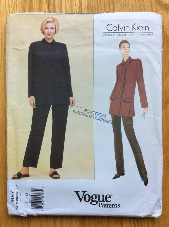 Calvin Klein Jacket and Pants Pattern Misses Vogue American | Etsy