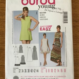 Misses Easy Maxi Dress Pattern Mini Dress Pattern Burda Young 7056 ...