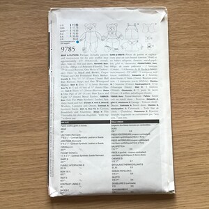 Vogue Bear and Clothes Pattern Vogue 9785 Heirloom Bear Pattern UNCUT ...