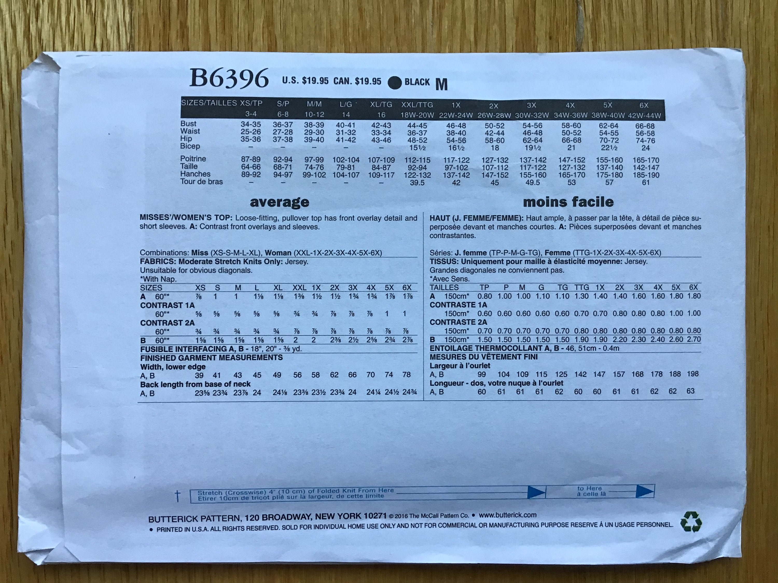 Plus Size Tops Pattern Butterick 6396 XXL 1X 2X 3X 4X 5X 6X UNCUT - Etsy